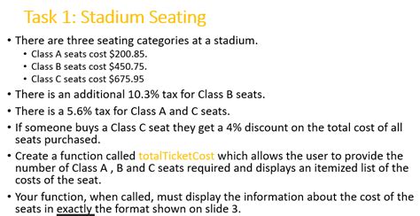 Solved Task 1 Stadium Seating • There Are Three Seating