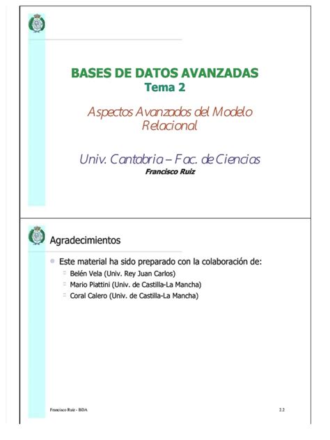 Bases De Datos Avanzadas Pdf Sql Gestión De Datos