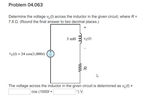 Solved Determine The Voltage Vlt Across The Inductor In