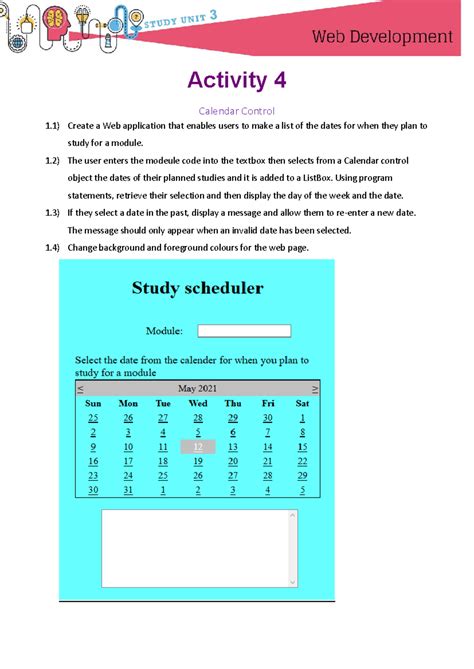 Activity 4 Memo Practical Assignments Activity 4 Calendar Control 1