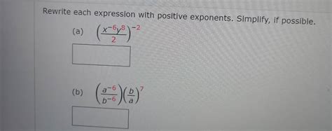 Solved Rewrite Each Expression With Positive Exponents