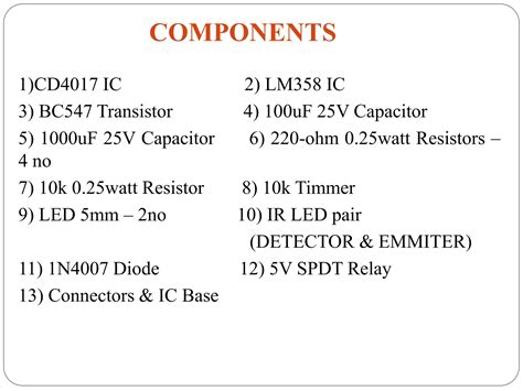 Motion Sensor Light Using Cd 4017 And Ir Sensor Pptx