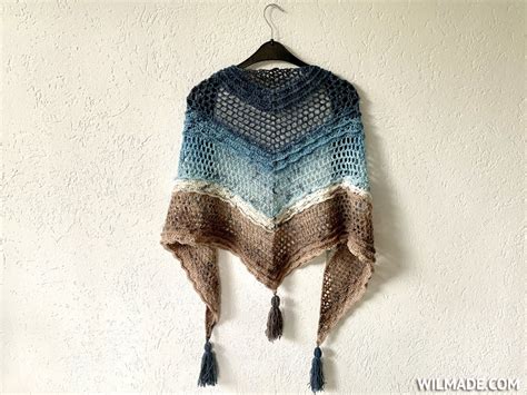 Shell Wave Shawl Crochet Pattern Pdf Instant Download By Wilmade Top Down Triangle Shawl