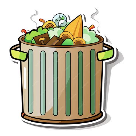 Trash In Garbage Can Cartoon Sticker Design 24 Premium Ai Generated