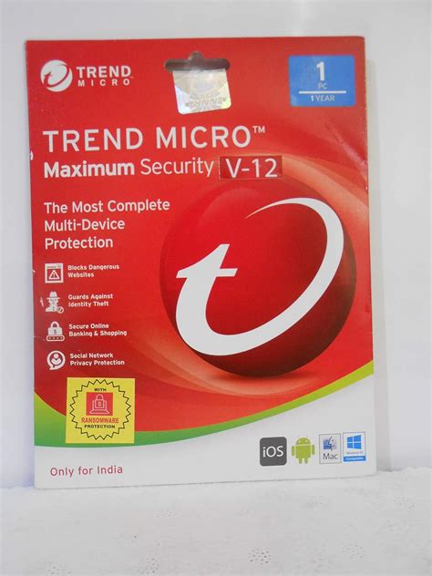 Trend Micro Maximum Security 1user 1year Activation Code Only