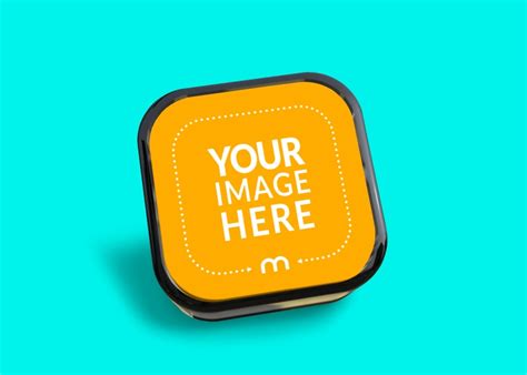 3d Square Button With Black Sides Mockup Mediamodifier