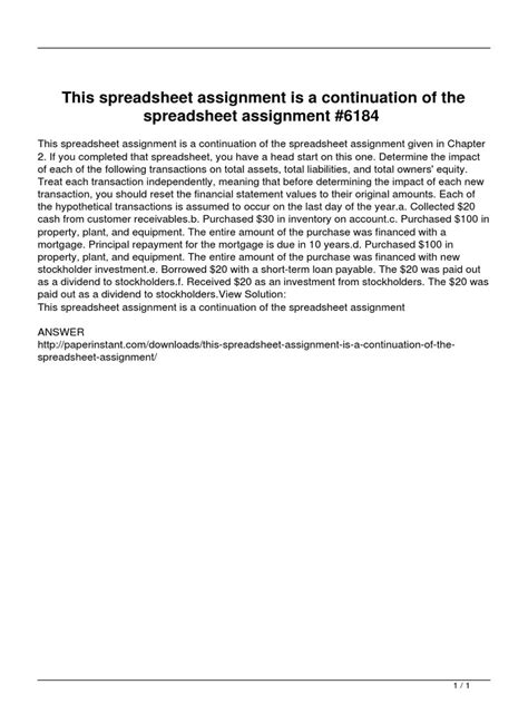 This Spreadsheet Assignment Is A Continuation Of The Spreadsheet Assignment Pdf Finance