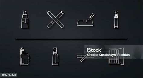 Set Baris Botol Cair Vape Perangkat Mod Rokok Elektronik Dilarang Merokok Rokok Kasing Dan Asbak