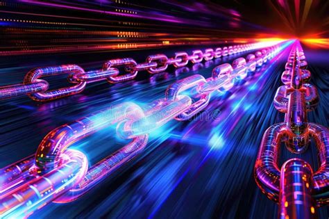 Digital Chain Link Abstract Blockchain Background Chain Of Network Connections Generative Ai