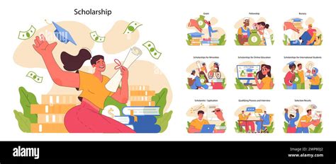 Scholarship Set Celebrating Academic Achievements And Financial Aid