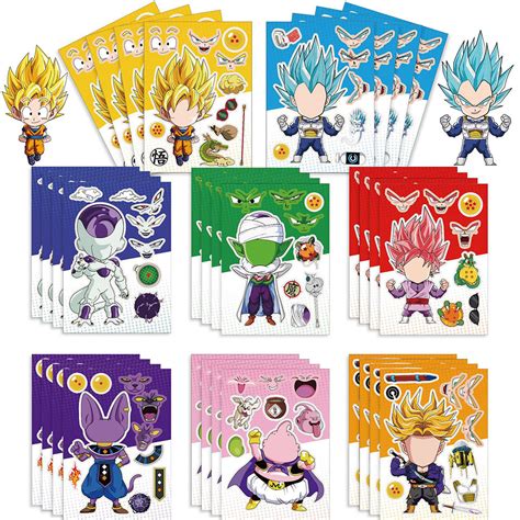 816sheets Cool Dragon Ball Puzzle Anime Stickers Diy Make A Face