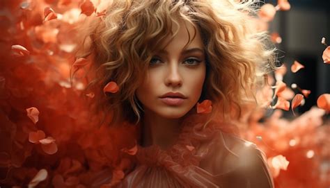 Premium Ai Image A Beautiful Young Woman With Blond Hair And Elegance Generated By Artificial