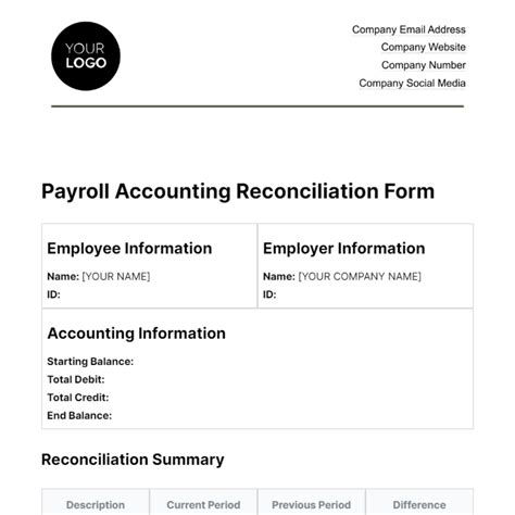Payroll Accounting Reconciliation Form Template Edit Online And Download Example