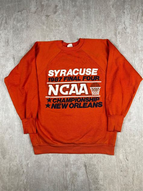 Vintage Syracuse 1987 Ncaa Final 4 Logo 7 Crewneck Sweatshirt Mens