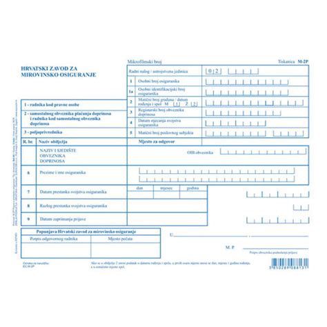 Obrazac M 2p Prijava O Prestanku Osiguranja Trgopromet