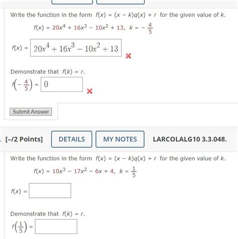 solved write the function in the form f x x k q x r ﻿for