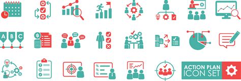 Action Plan Icon Set Vector Illustration Containing Planning Analysis Tasks Goal Schedule