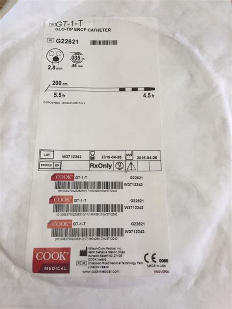 New Cook Gt 1 T Glo Tip Ercp Catheter 200cm 5 5fr Gt 1 T Disposables General For Sale Dotmed
