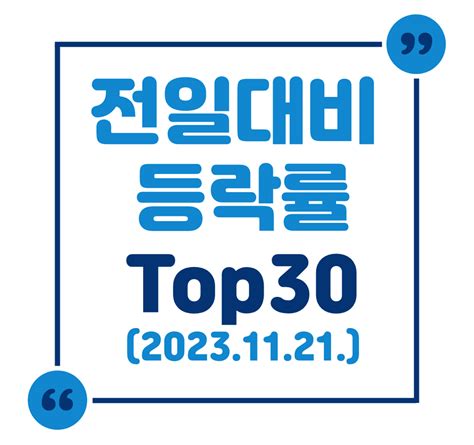 오늘의 상한가 및 상승 종목 상위 Top30 테마 별 특징주 정리 2023년 11월 21일 화요일 작은공방