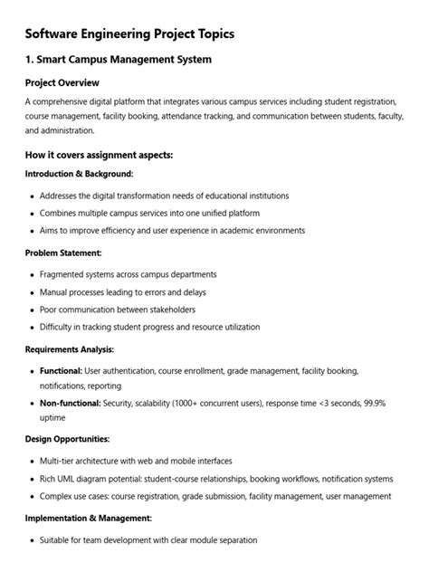 Software Engineering Project Topics With Detailed Coverage Pdf