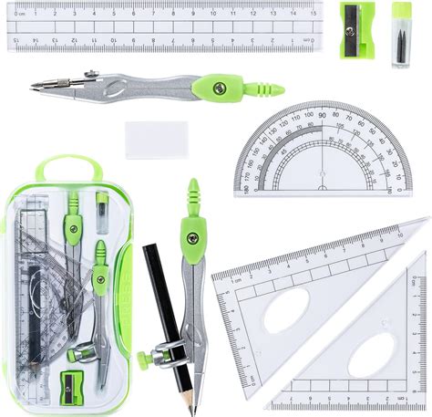 Kisston 14 Packs Compass Protractor Set Math Geometry Kit