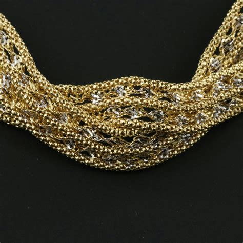 14k Two Tone Braided Mesh Necklace Ebth