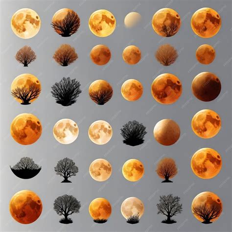 Harvest Moon Vector Set White Background Isolated A High Quality N