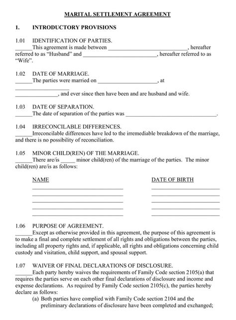 36 Free Sample Divorce Settlement Agreement Templates Printable Pdf