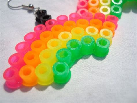 Neon Rainbow Melty Bead Earrings Pearl Beads Pattern Fuse Beads Beading Patterns