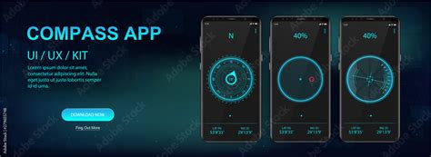 Compass Mobile Application Ui Ux Kit Three Screenshots Of
