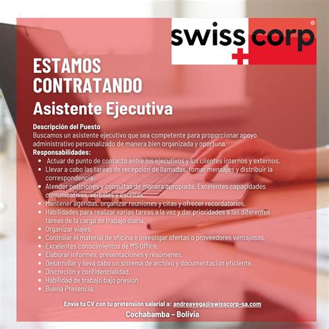 Asistente Ejecutiva Trabajando Bolivia