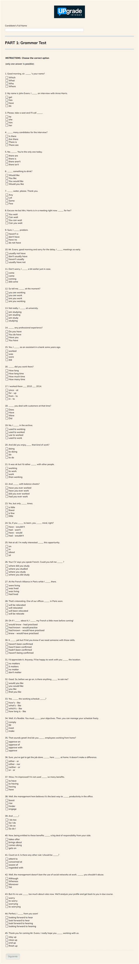 English Level Assessment Form Template Jotform