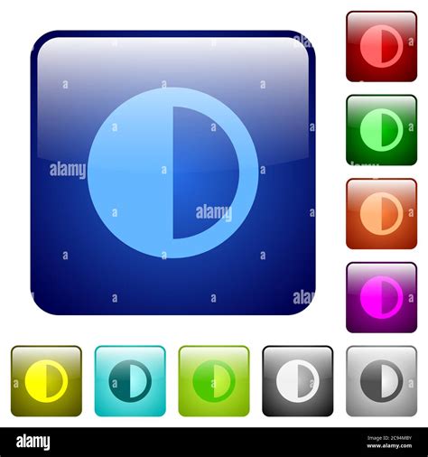 Contrast Control Icons In Rounded Square Color Glossy Button Set Stock Vector Image And Art Alamy