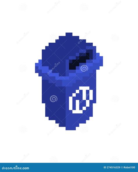 Garbage Container Pixel Art 8 Bit Trash Can Pixelated Stock Vector