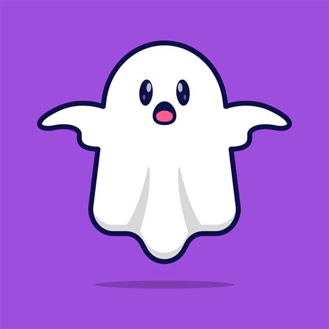 Cute Ghost Cartoon Character Vector Illustration Ghost Icon Concept Isolated Flat Design