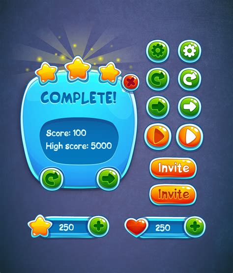 Game Ui On Behance Game Interface With Buttons Glass Buttons For Ui