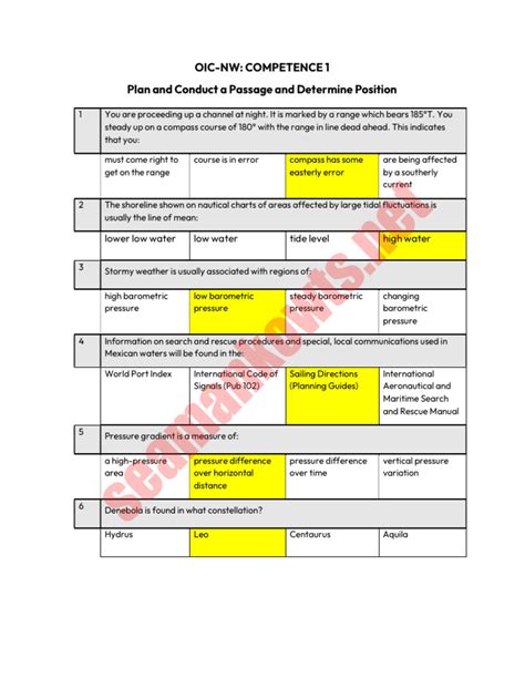 Oic Nw C1 Pdf Tide Equator