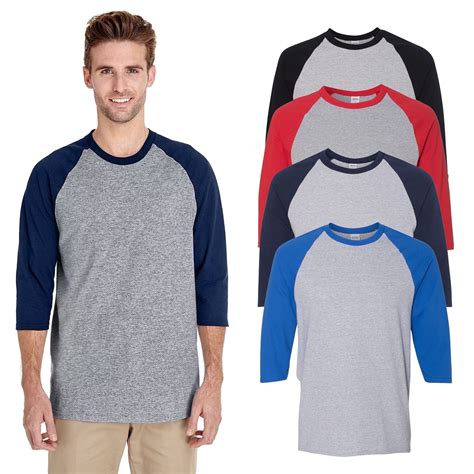 Gildan Men 34 Sleeve Raglan T Shirt Mix 4 Pack Sizes S 3xl Heavy