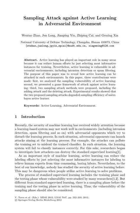 Pdf Sampling Attack Against Active Learning In Adversarial Environment