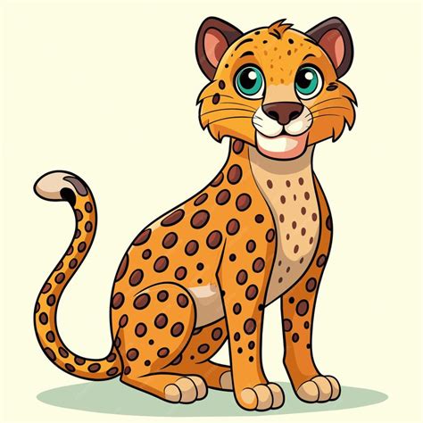 Premium Vector A Cartoon Drawing Of A Cheetah With A Yellow Background