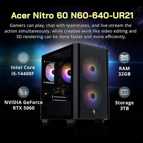 Acer Nitro 60 Gaming Desktop Intel Core I5 14400f32gb Ram2tb Ssd
