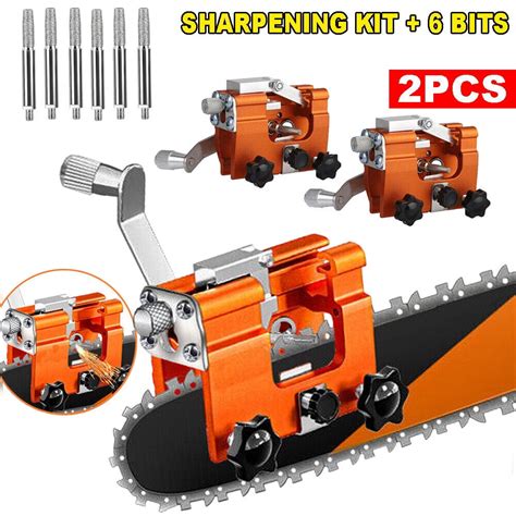 2pcs Chainsaw Sharpener Hand Cranked Chainsaw Sharpening Jig Kit Portable Chain Saw Shaperener