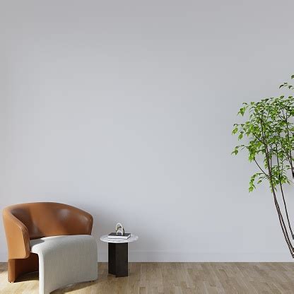 Modern Living Room Blank Wall Realistic Interior Mockup Frameless Empty