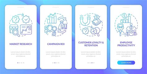 Causal Research Examples Blue Gradient Onboarding Mobile App Screen Walkthrough 4 Steps Graphic
