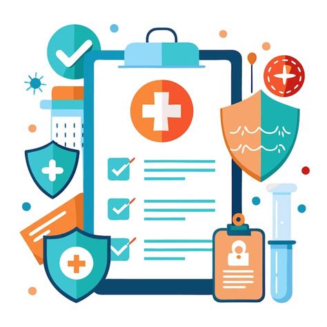Medical Checklist With Shield Clipboard And Test Tube Premium Ai Generated Vector