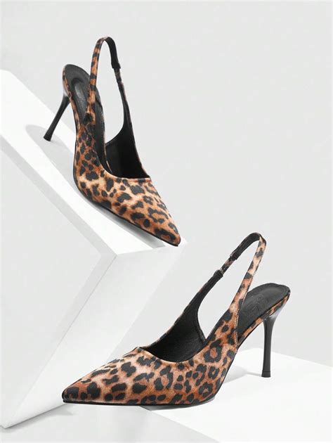 Cuccoo Szl Pointed Toe Stiletto Leopard Print Fabric Fashionable Casual And Party Elastic Band