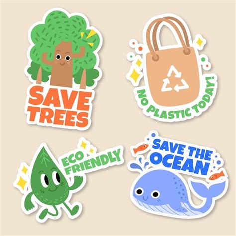 Ecology Badges With Tree And Whale Stickers
