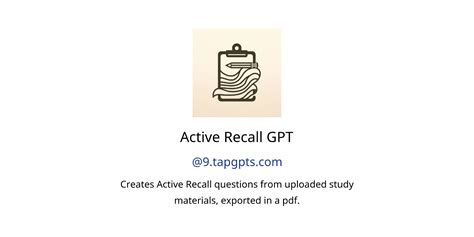 Active Recall Gpt Gpts Features And Functions Examples And Prompts Gpt Store