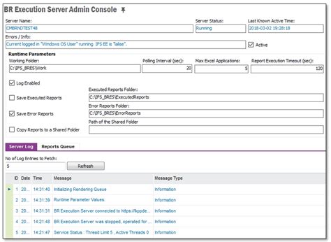 Br Execution Server Admin Console