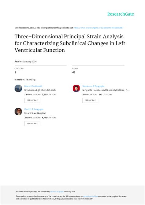 Pdf Three Dimensional Principal Strain Analysis For Characterizing